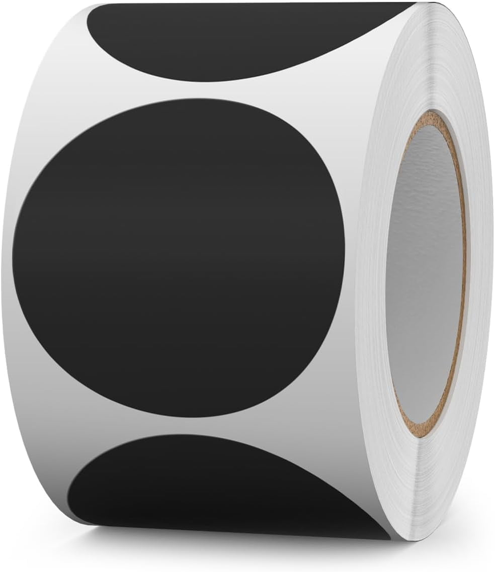 500 pieces of 2-inch vinyl black round stickers, removable, waterproof ...
