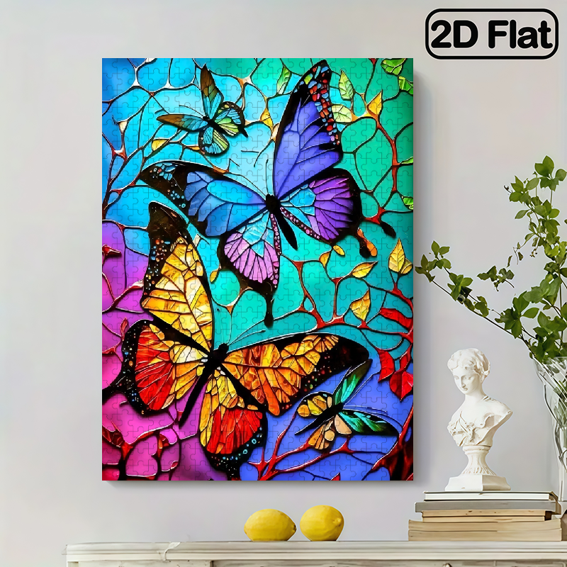 500 pieces of vertical paper jigsaw puzzle - Three butterflies with an ...