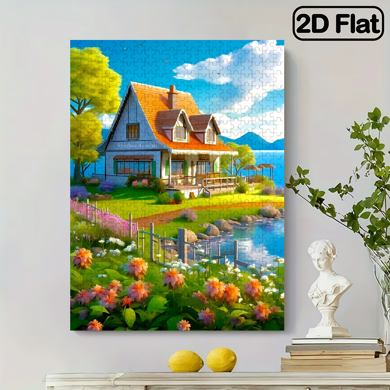 500 pieces of vertical paper jigsaw puzzle - a beautiful house by the ...