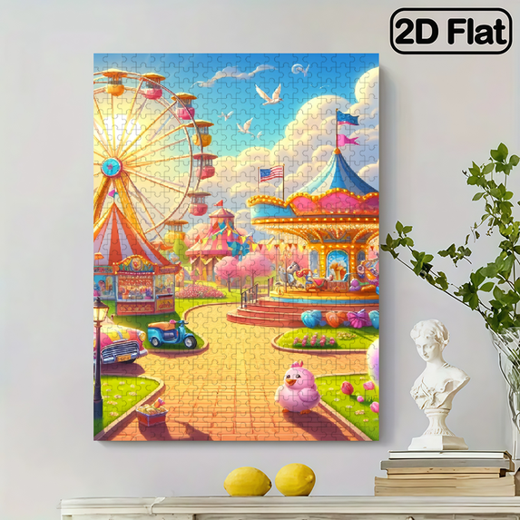 500 pieces of vertical paper jigsaw puzzle - beautiful amusement park ...