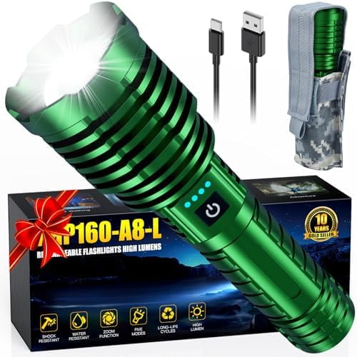 5000.000 High Lumens, Super Bright LED Flashlight Battery Powered|30H ...