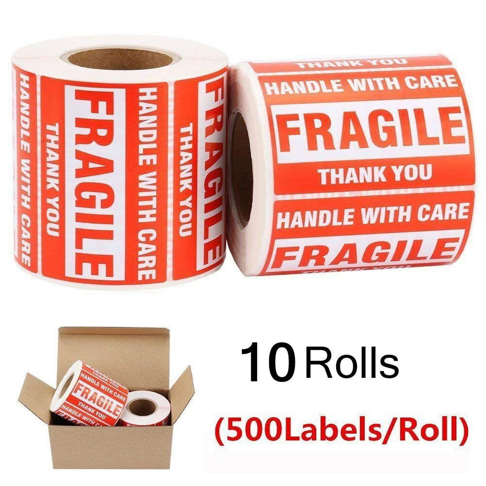 5000 Fragile Stickers 2x3 HANDLE WITH CARE Pack Shipping Warning Labels ...
