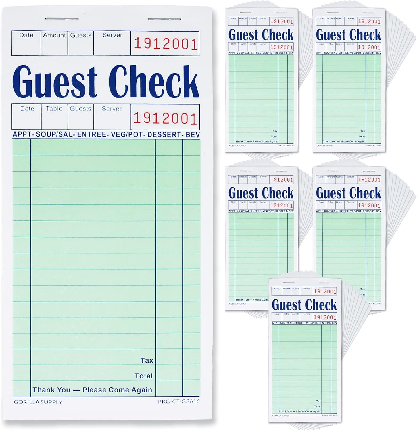 [5000] Guest Check Book 3.4" x 6.73" Server Notepads Order Pad for ...