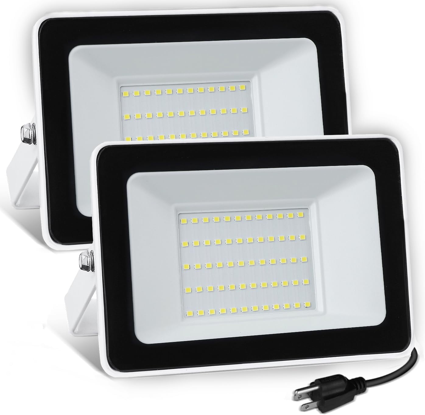 5000 Lumens LED Flood Light with Plug,50W Waterproof Outdoor Floodlight ...