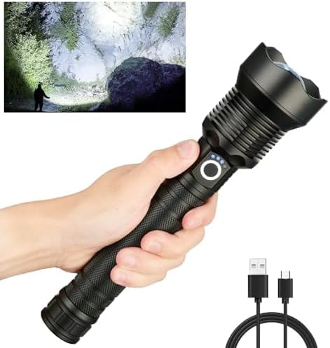 5000 Lumens Rechargeable LED Flashlight - Super Bright Waterproof ...