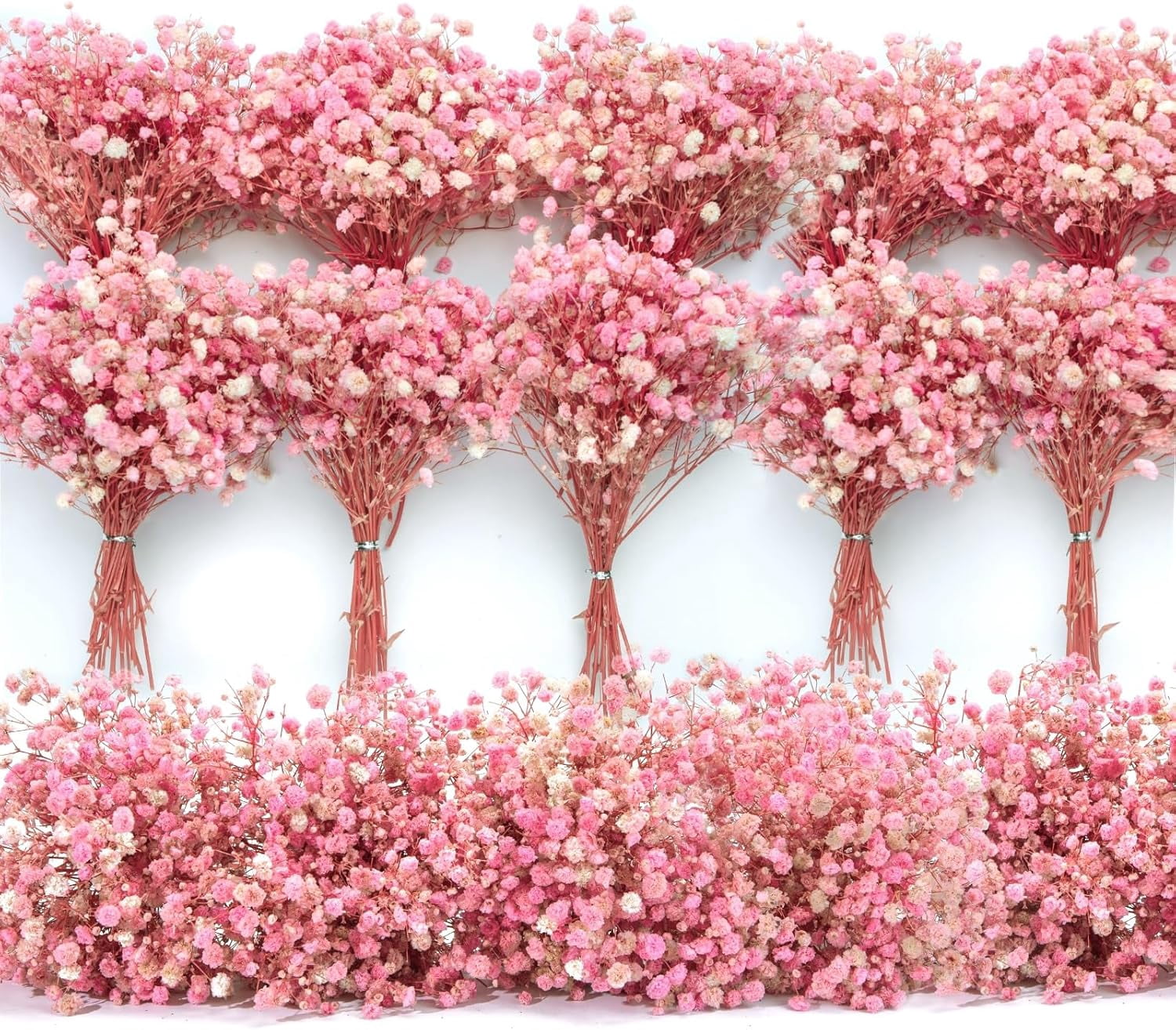 5000+ Mini Pink Dried Babys Breath Flowers, 160pcs Baby Breath Bouquet ...