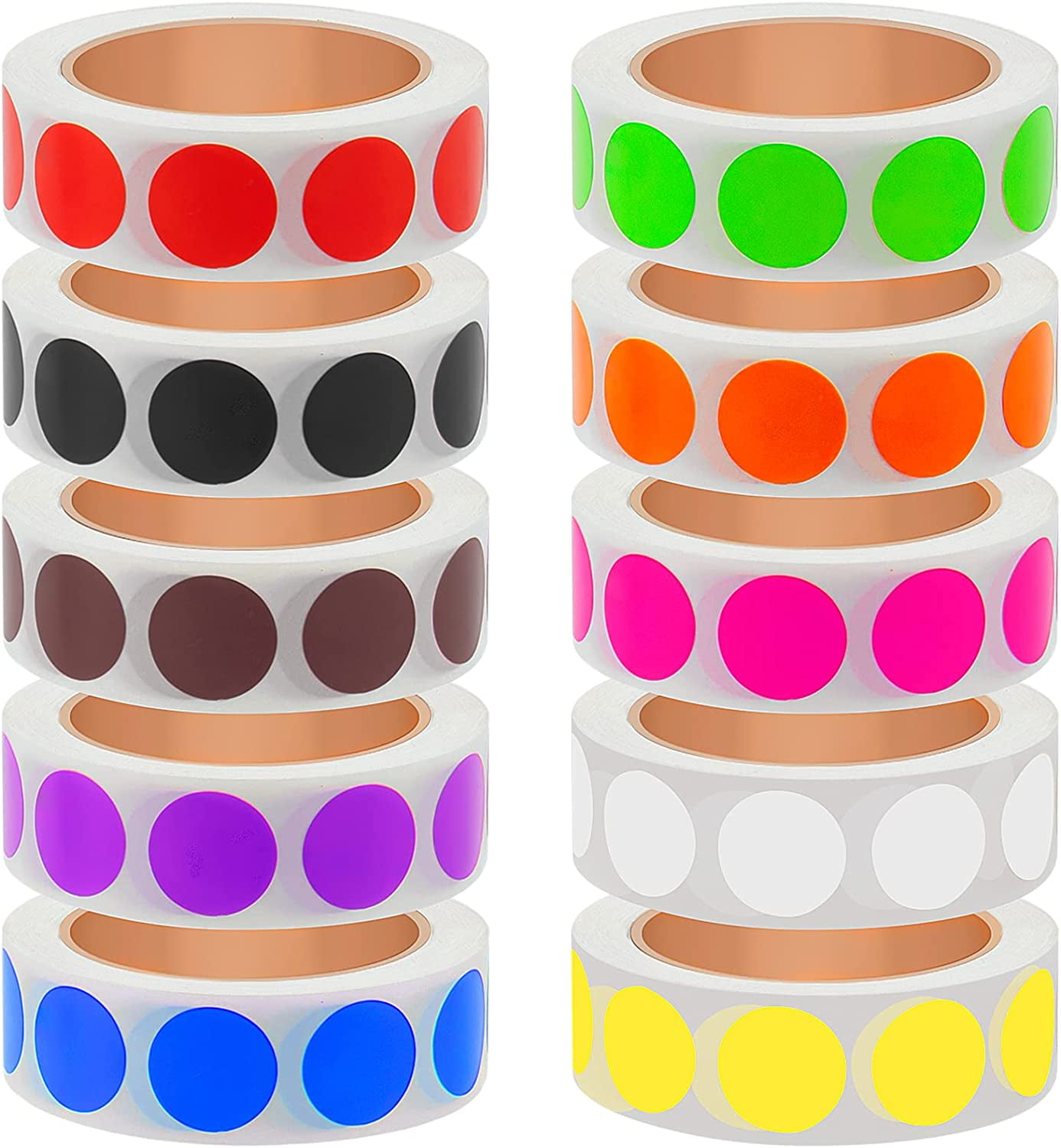 5000 PCS 1/2 Inch Solid Round Color Coding Labels Roll, Self-Adhesive ...