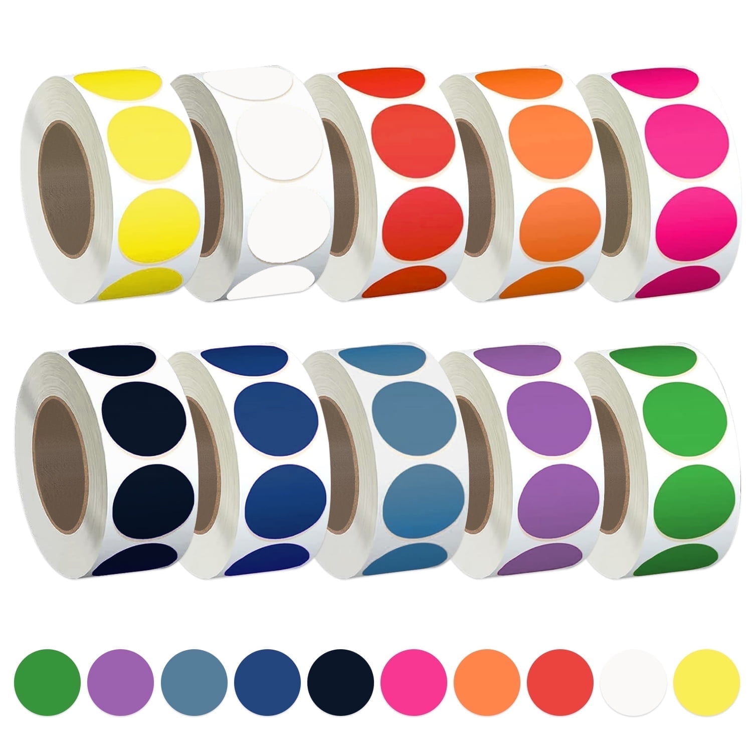 5000 Pcs 3/4" Dot Stickers, 10 Rolls Multicolor Circle Labels, Self ...
