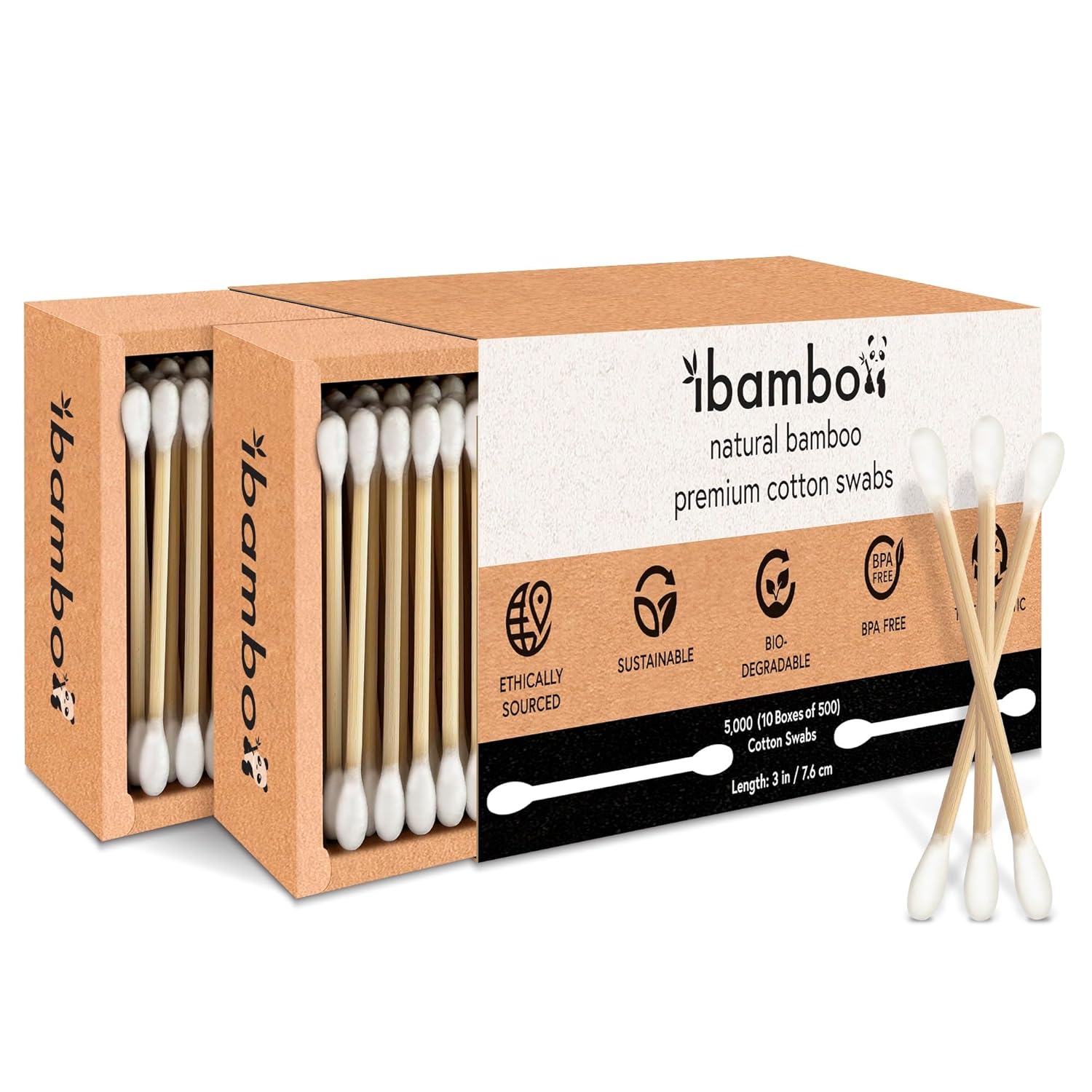 5000 Pack 100% Bamboo Cotton Swabs - Double Tipped Cotton Buds for Ear ...
