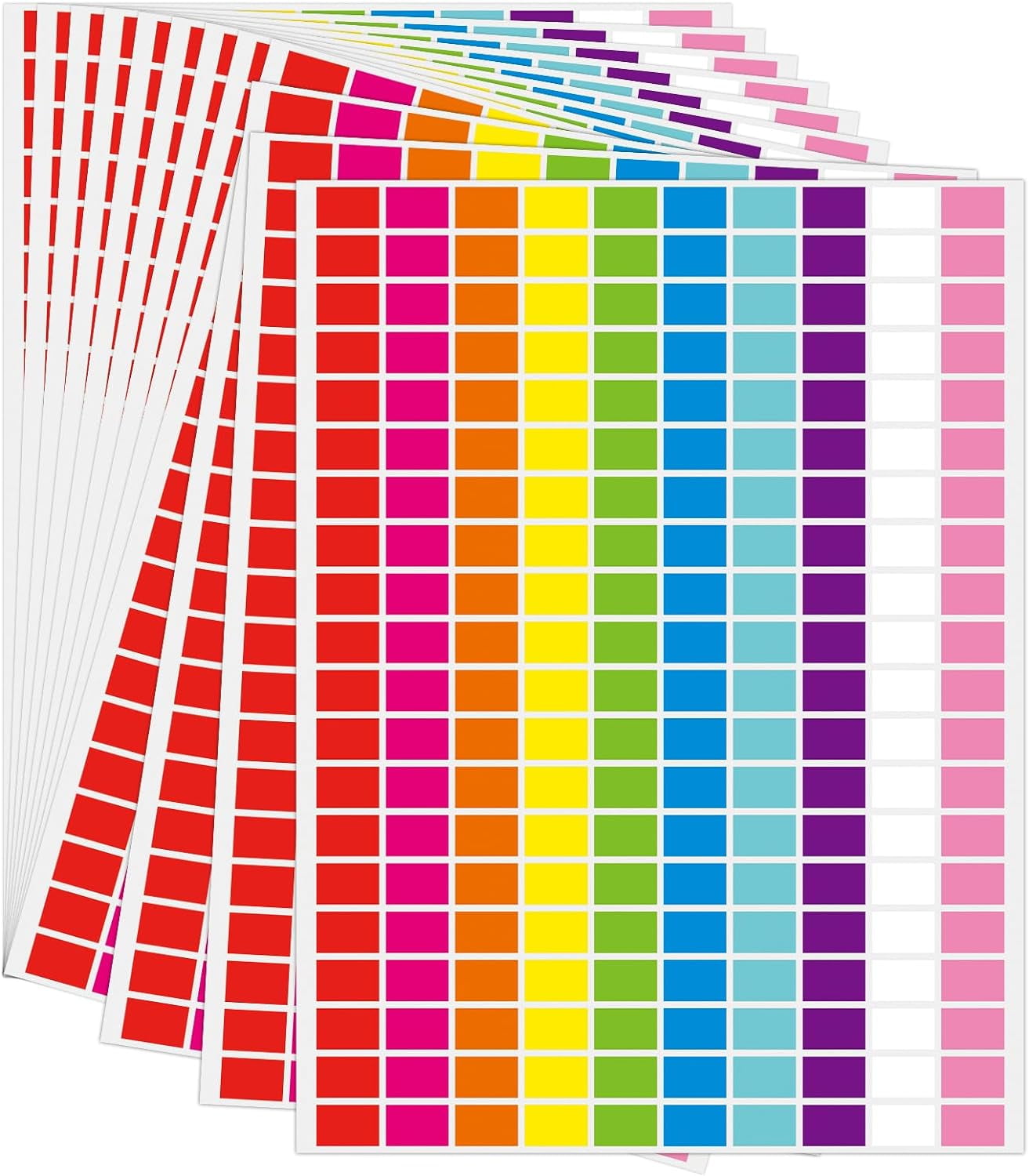 5000 Pcs Rectangle Color Coding Stickers - 10 Colors Rectangle Colored ...