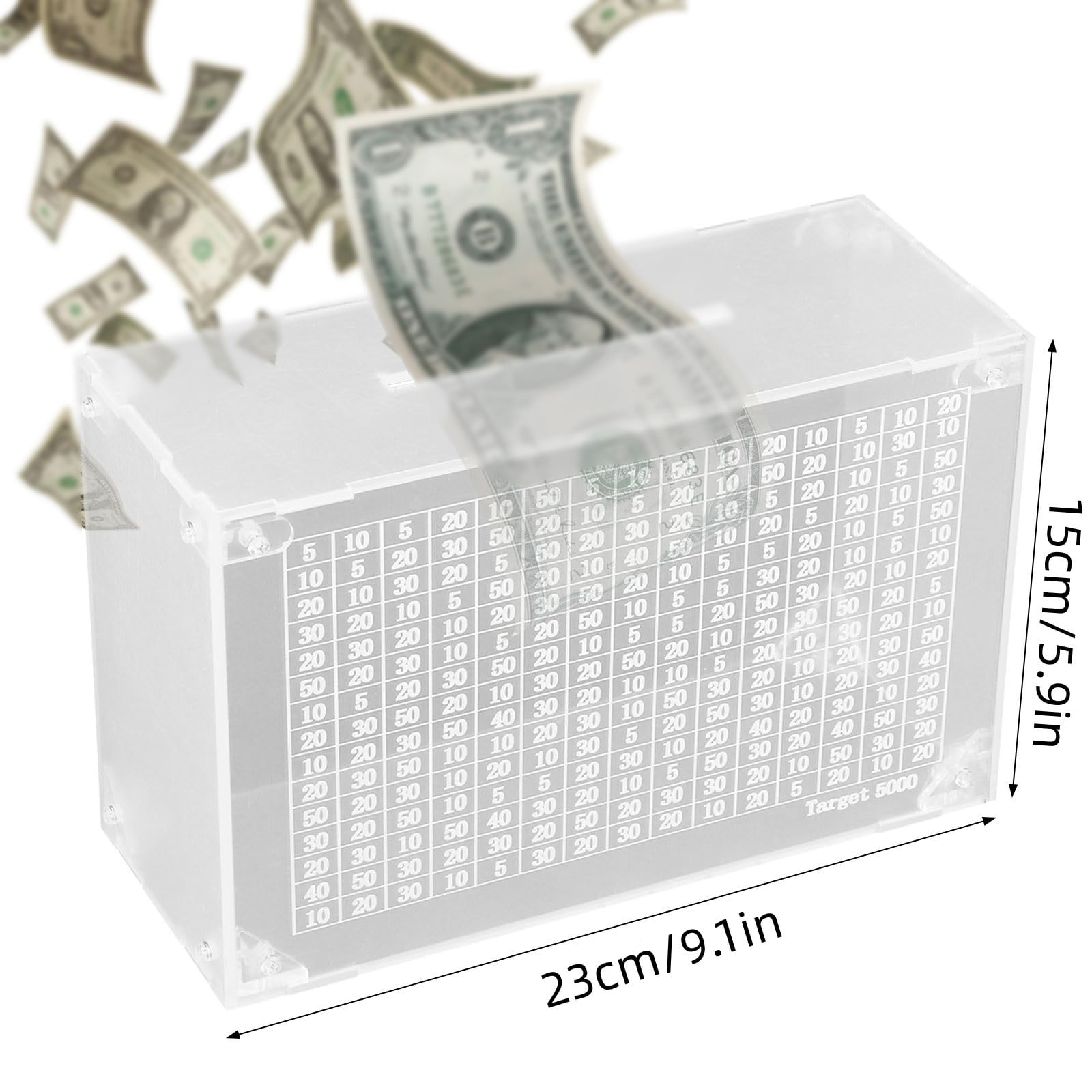 5000 Savings Challenge Box, Cash Vault Wooden Digital Piggy Bank Money ...