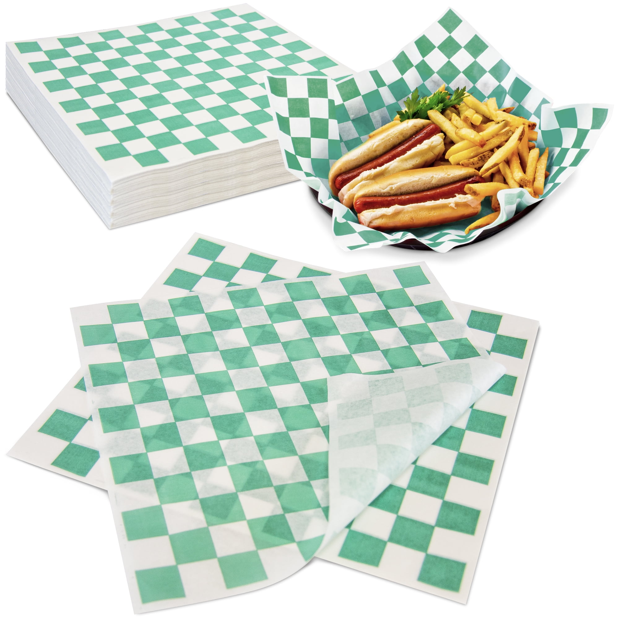 [5000 Sheets] 12x12" Deli Paper Sheets, Green and White Checkered Dry ...