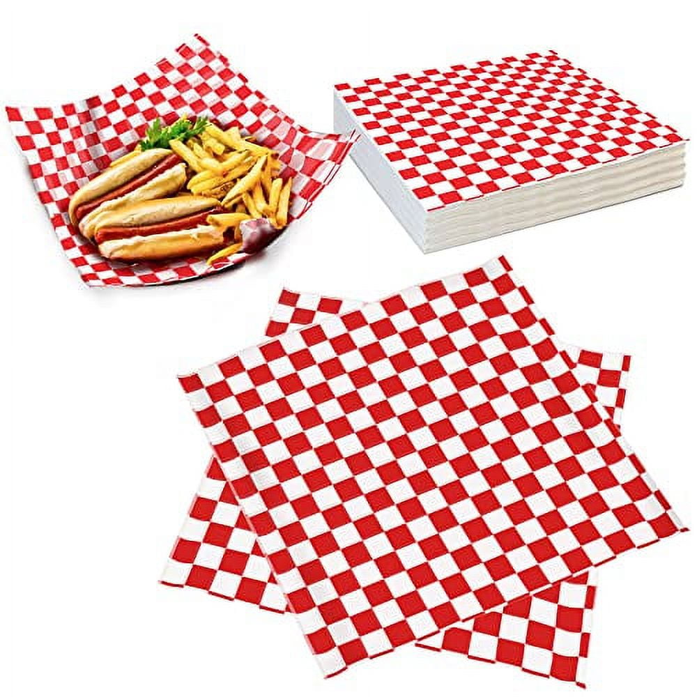 [5000 Sheets] 12x12" Deli Paper Sheets, Red and White Checkered Dry ...