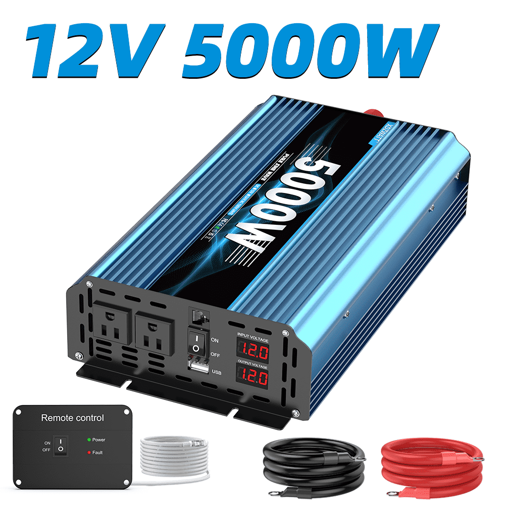 5000 Watt Pure Sine Wave Power Inverter 12V DC to 110V 120V Converter ...
