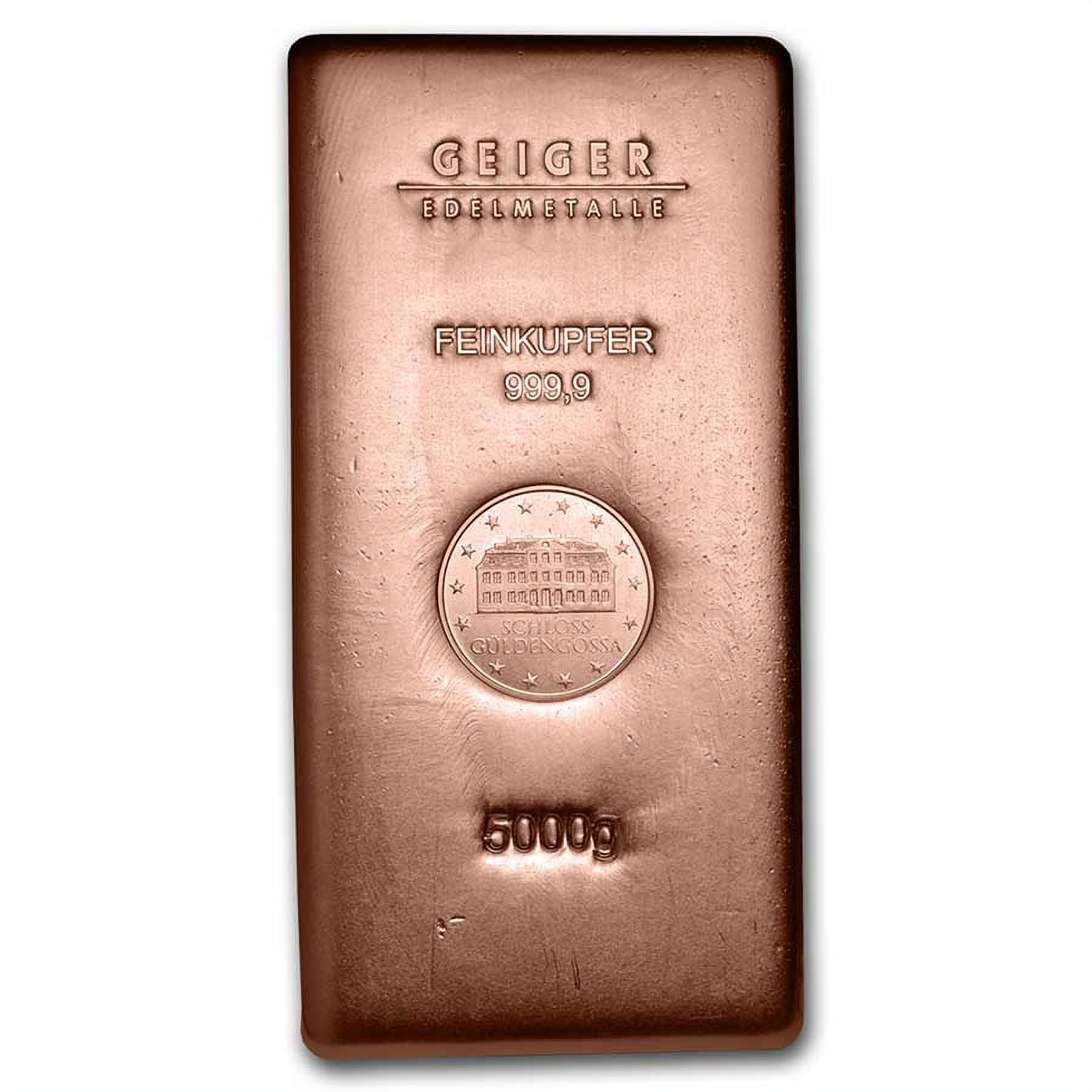 Geiger 5000 gram Poured Copper Bar - .9999 Fine Precious Metal - Walmart.com