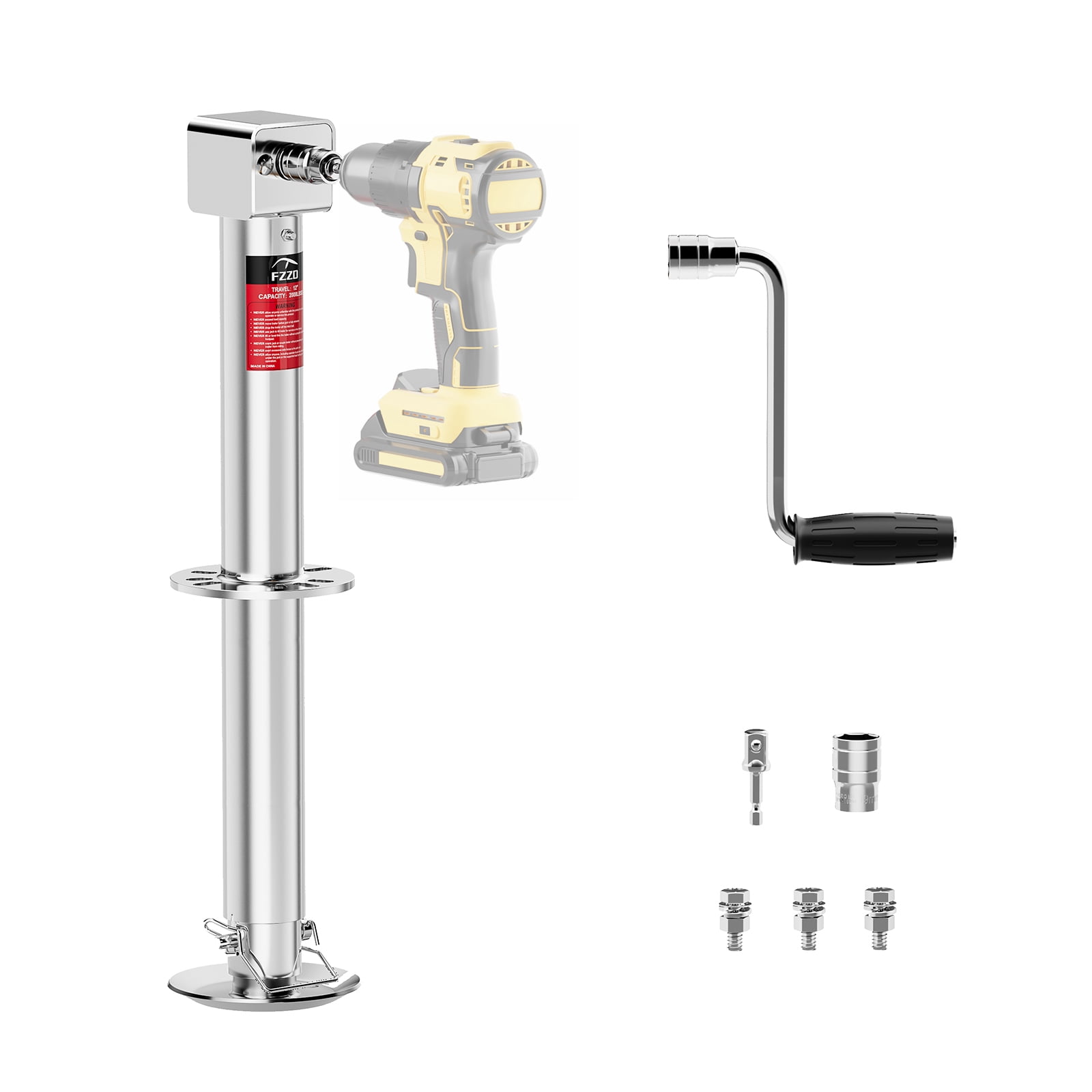 5000 lbs A-Frame Trailer Jack, 23" Vertical Travel, 20-24V Cordless ...