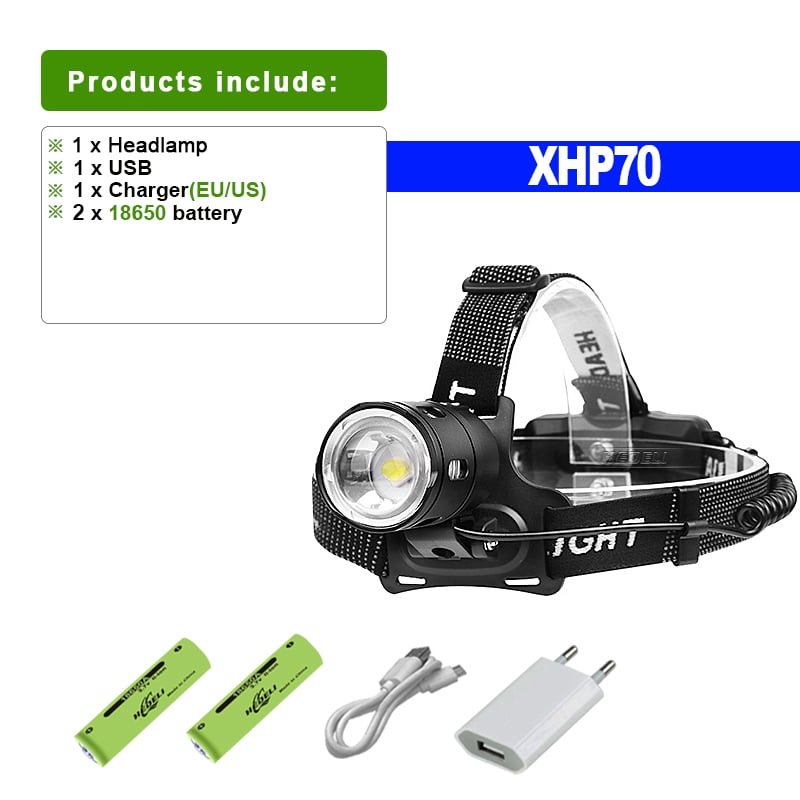 5000000Lm Xhp360 Powerful Led Headlight Usb Rechargeable Headlamp Xhp90 ...
