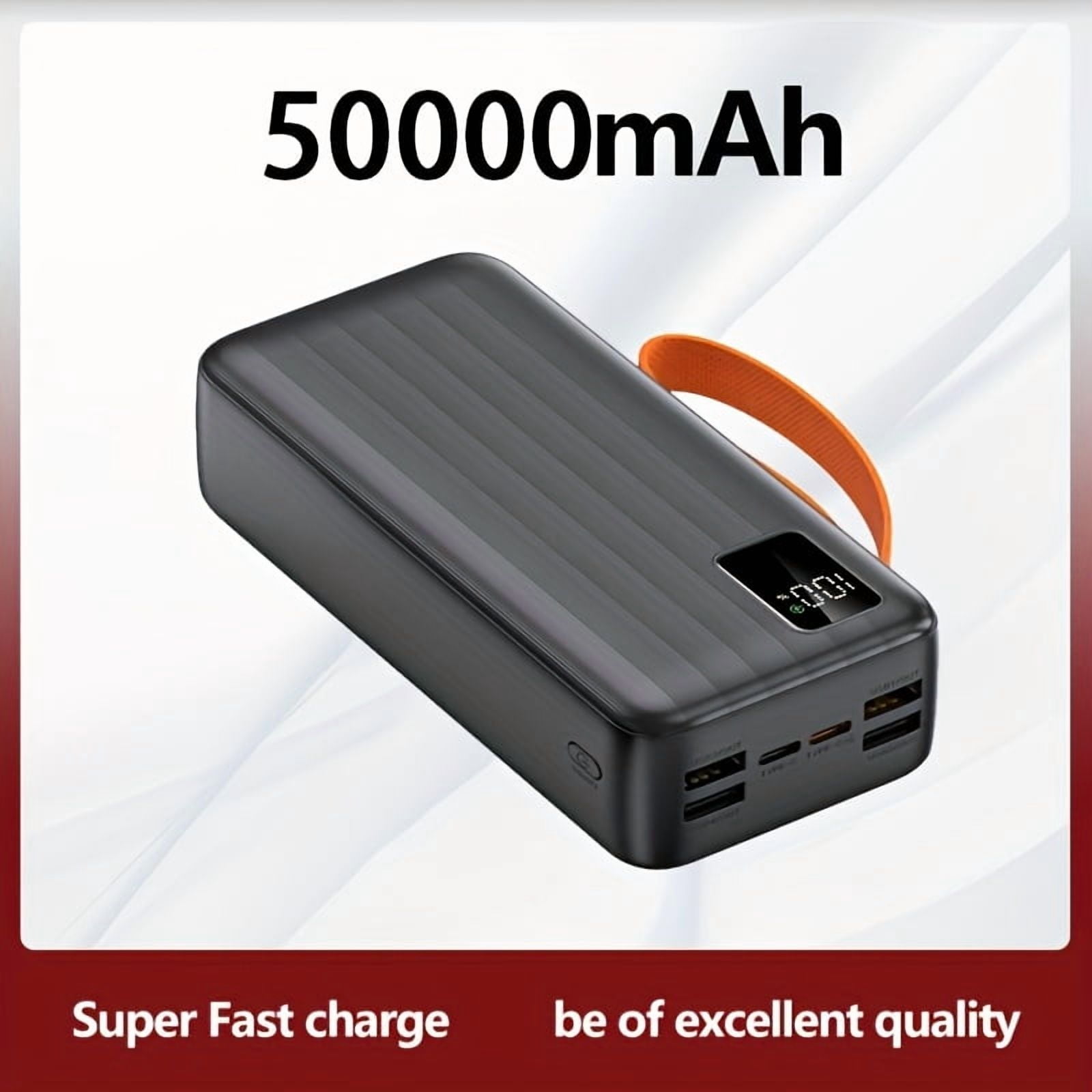 50000mAh Portable Power Bank with LED Display | Type-C/Micro/USB Fast ...