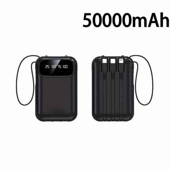 50000mAh Portable Power Bank with 4 Cables/Lanyard/LED Display, Fast ...