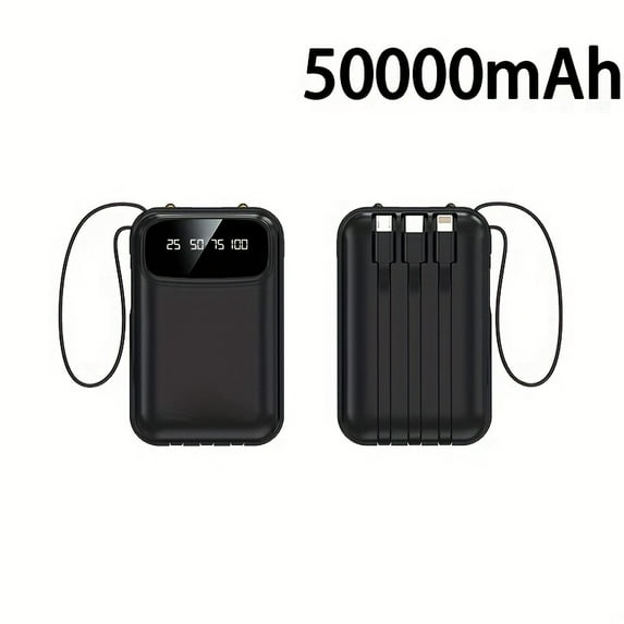 50000mAh Power Bank with 4 Cables, LED Display, Fast Charging for ...