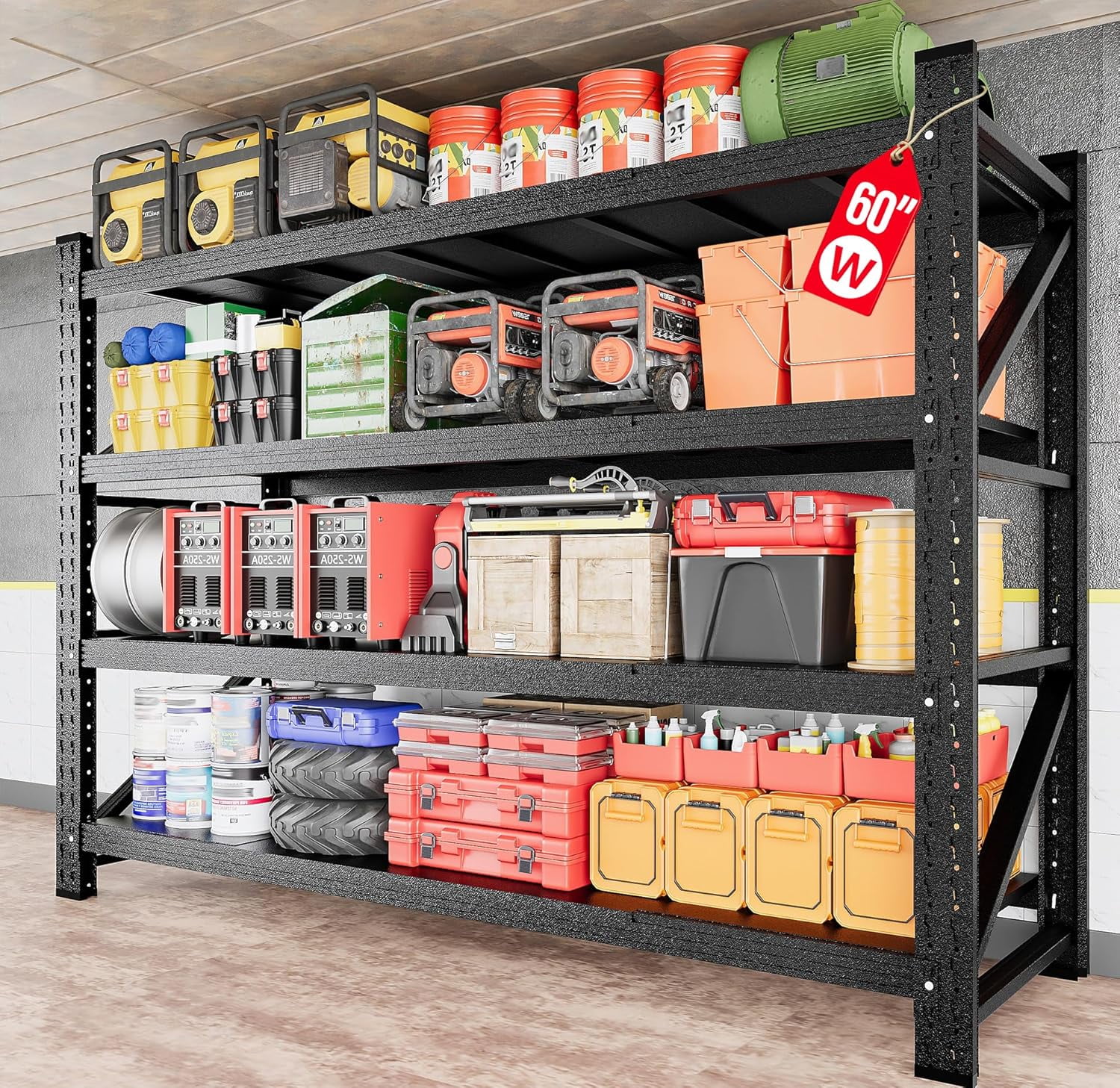 5000LBS Heavy Duty Garage Shelving Units,60" Wide & Deep Storage ...