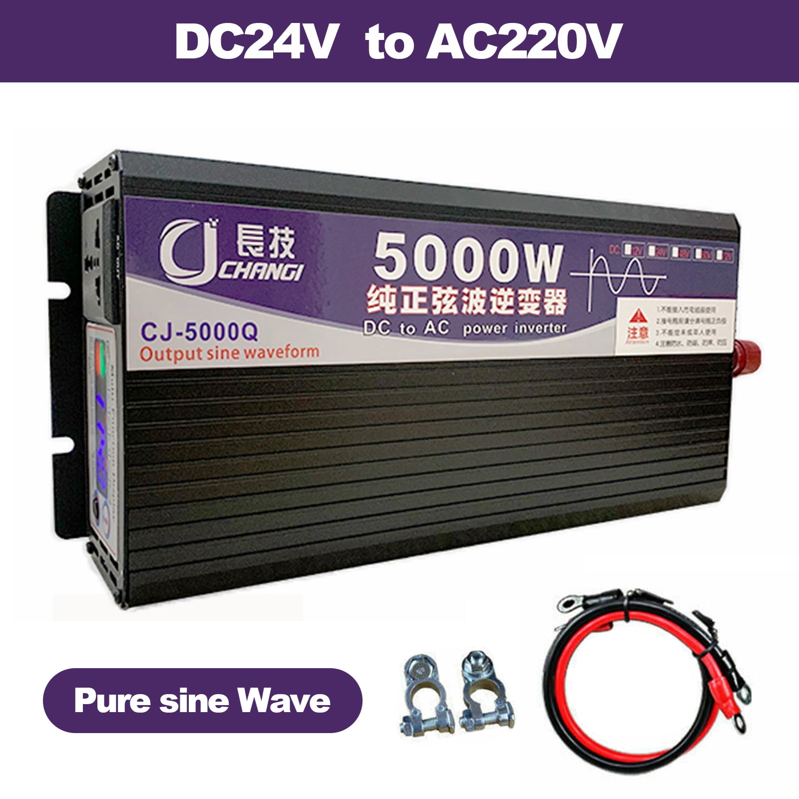 TOPCHANCES 5000W Pure Sine Wave Inverter, DC 24V to AC 220V, LED ...