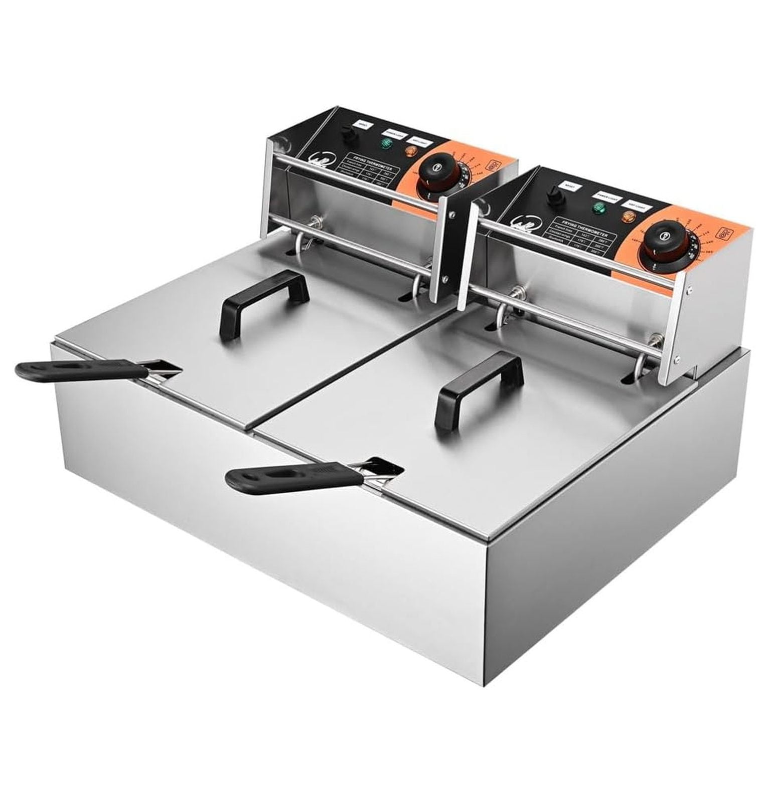 5000W Dual Deep Fryer, 24L Fryer with Dual Baskets Stainless Steel ...