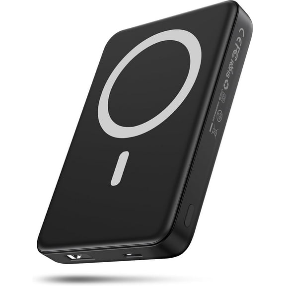 LUCKYDU for Magsafe Battery Pack,5000mAh 0.3in Ultra Slim Magnetic Power Bank,Thin Compact ...