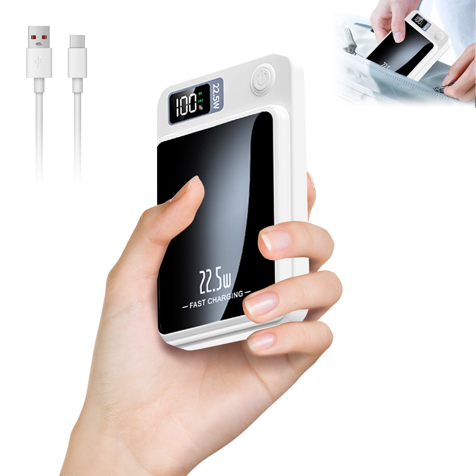 5000mAh Magnetic Wireless Power Bank, 22.5W Fast Charging with LED ...