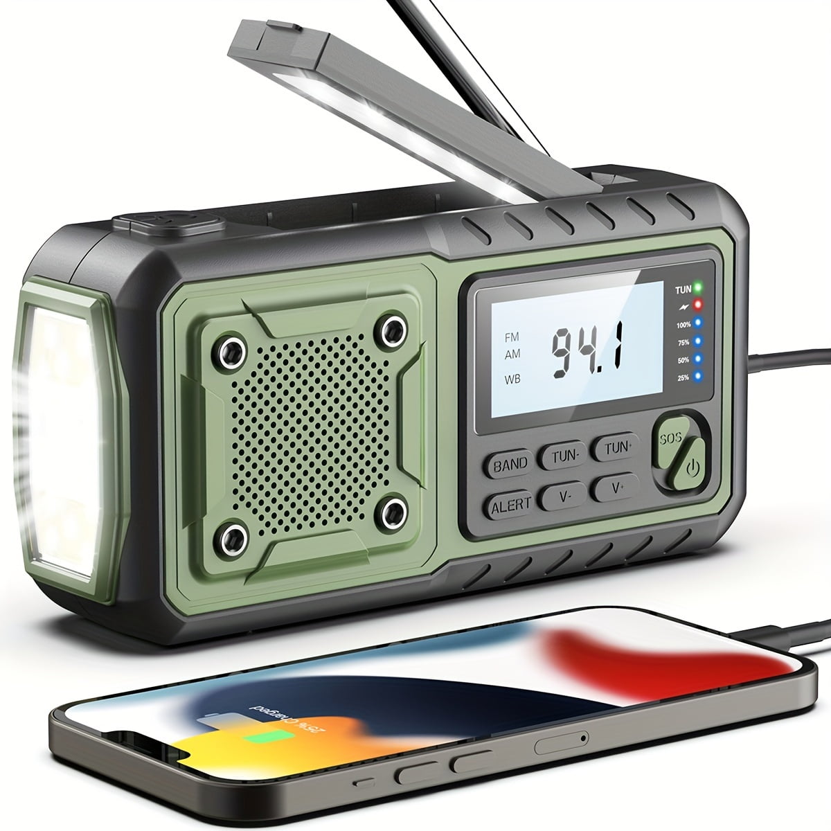 5000mAh Solar Hand Crank Emergency Weather Radio, NOAA/AM/FM ...