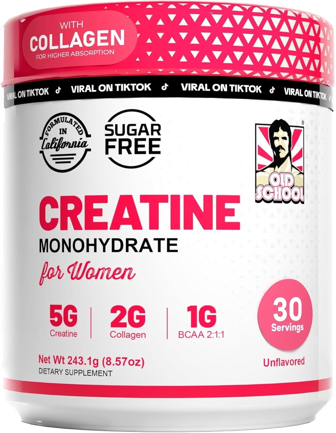 Old School Labs 5000mg Creatine Monohydrate Powder with Collagen ...