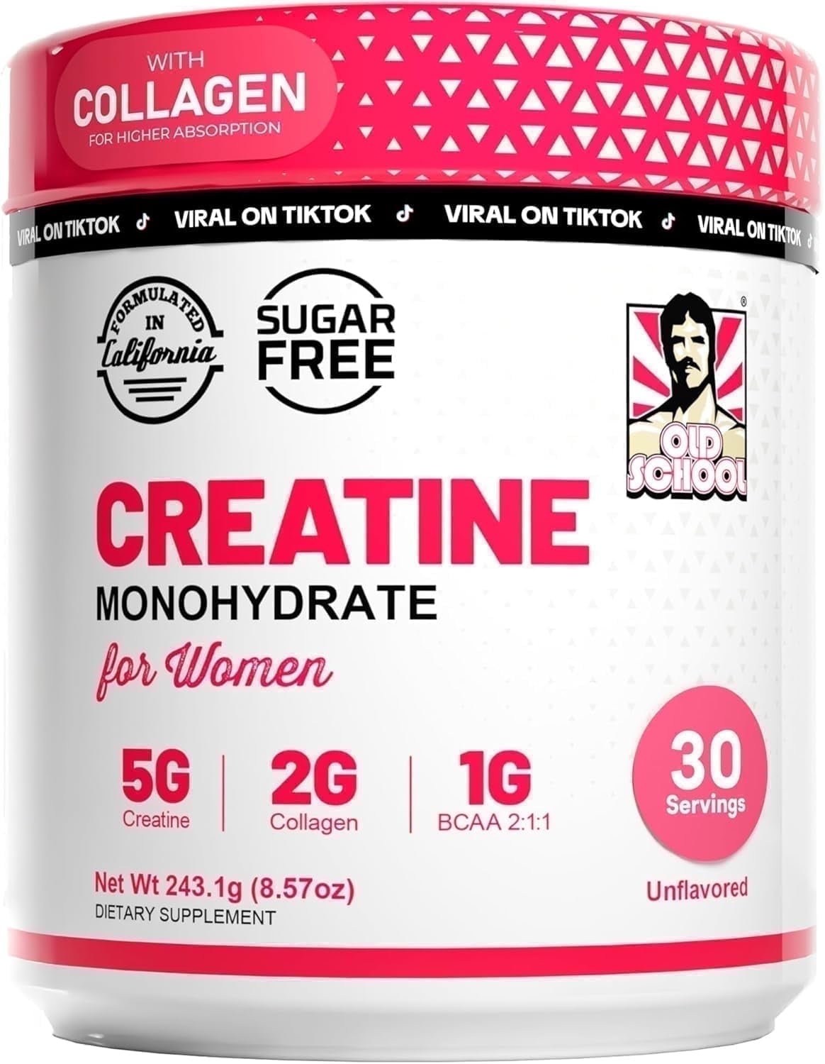 Old School Labs 5000mg Creatine Monohydrate Powder with Collagen ...