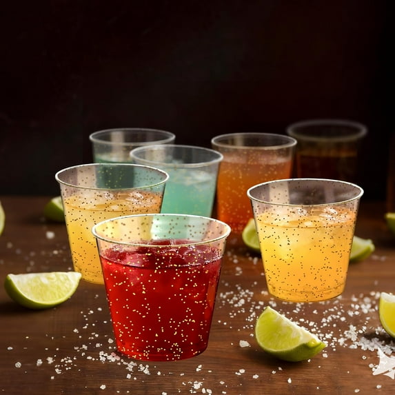 500Counts 1OZ. Disposable Shot Glasses Hard Plastic Shot Cups Gold ...