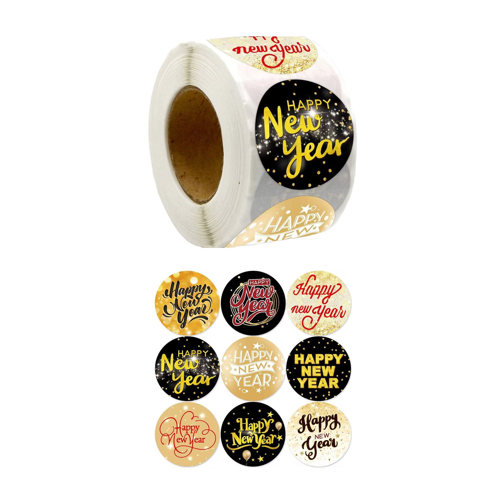 500Counts Happy New Year Sticker Adhesive Labels Christmas Wrapping ...