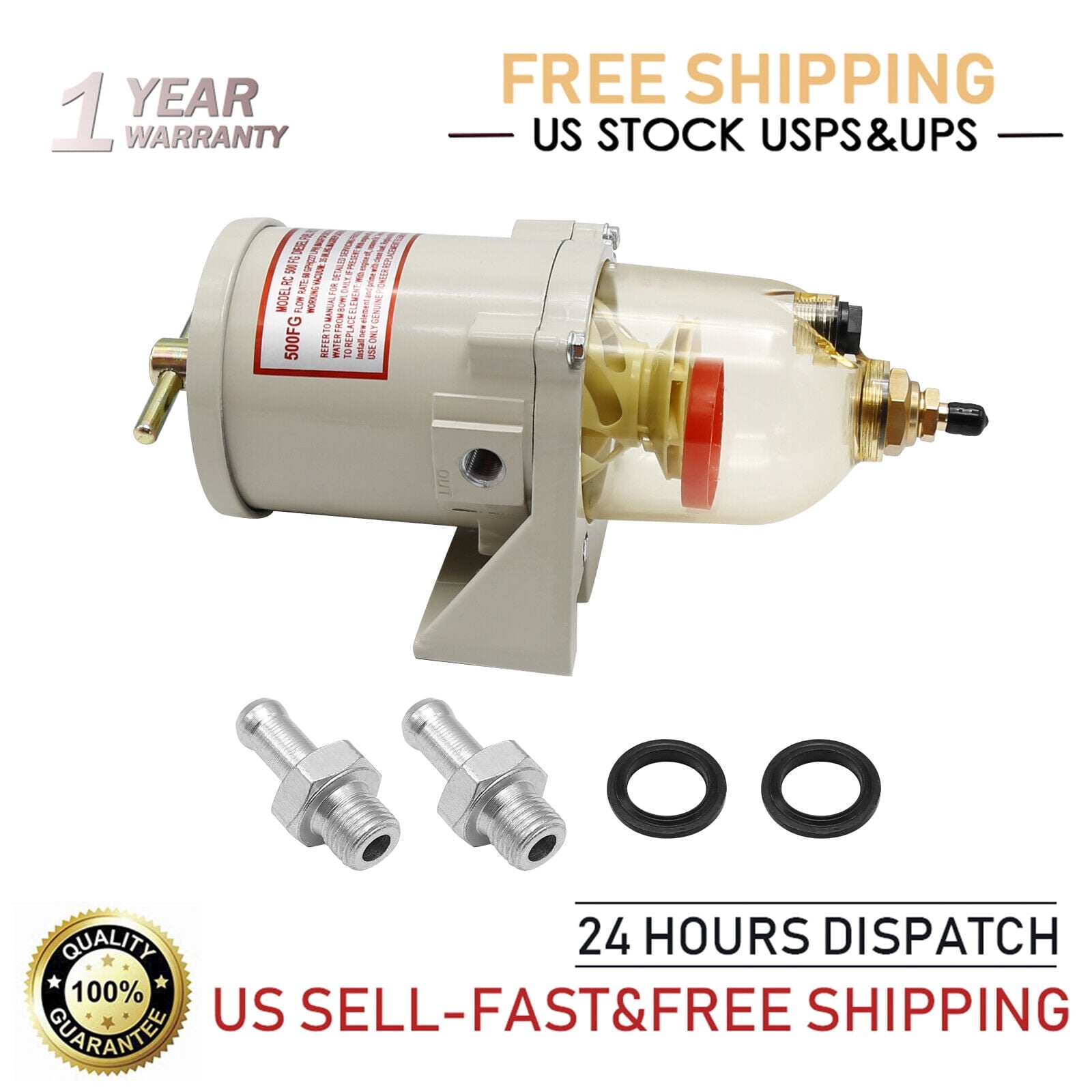 500FH 500FG Diesel Fuel Filter Water Separator for Outboard Marine ...