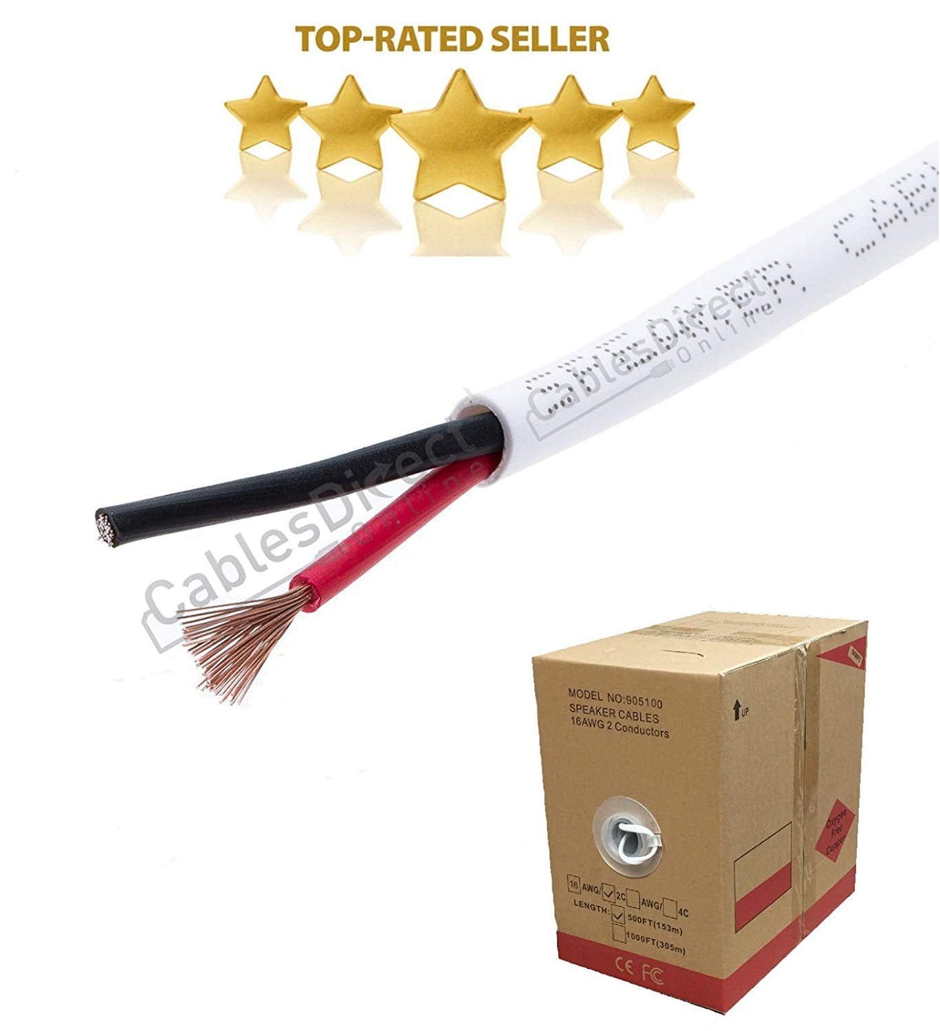 Cables Direct Online 500FT 14AWG 14/2 CL3 Rated In-Wall Speaker Wire ...