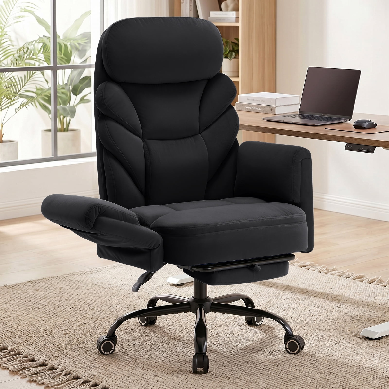 500LBS Big and Tall Criss Cross Office Chair, Reclining High Back Desk ...