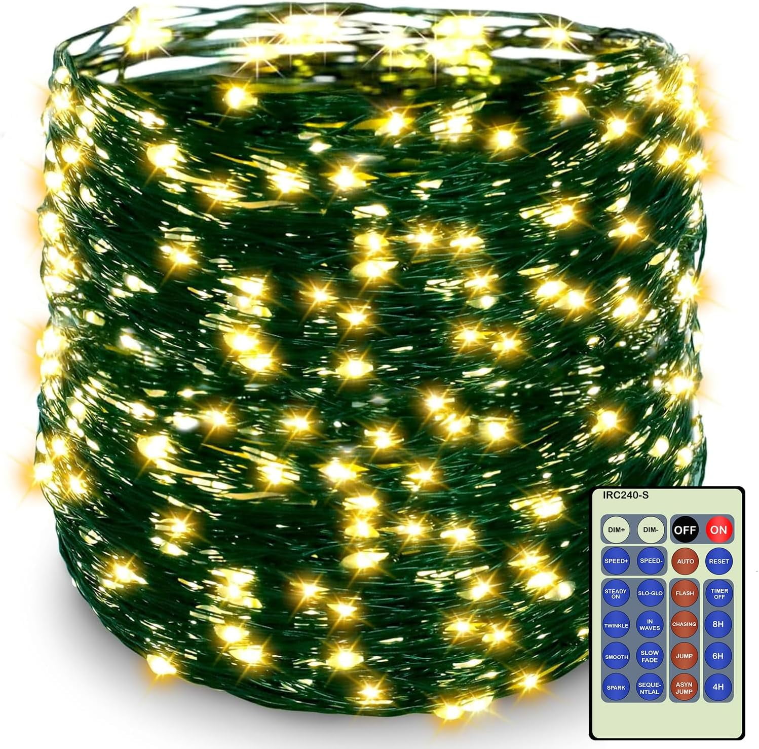 500LED 164FT Christmas Tree String Lights Green Wire Dimmable with ...