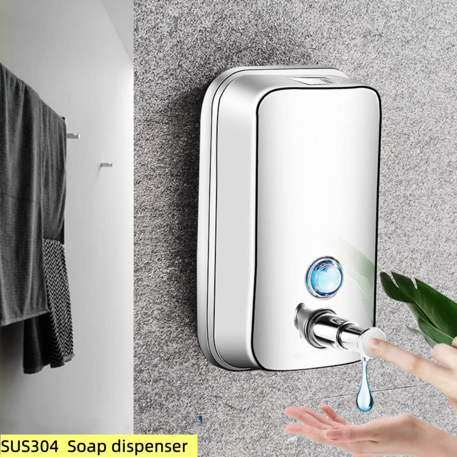 500ML -18oZ Stainless Steel Hand Soap Dispenser Wall Mount Soap ...