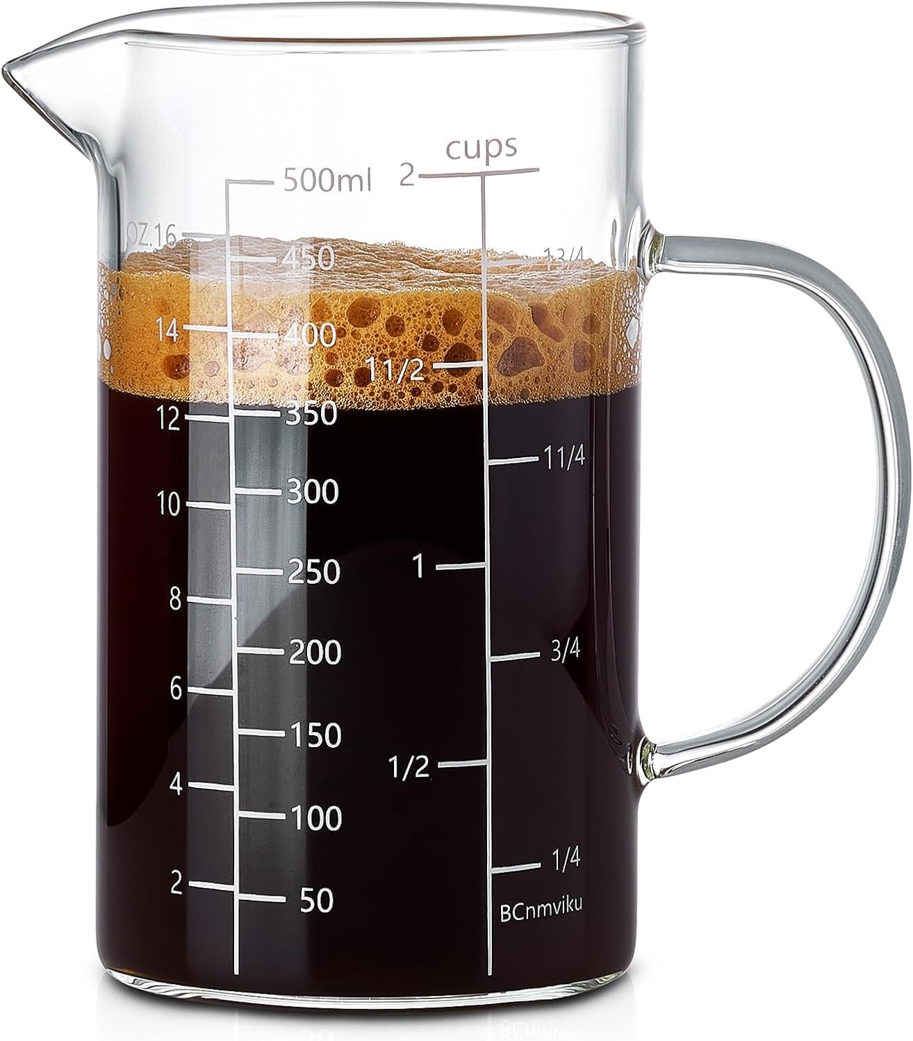 500ML 2 CUP Glass Measuring Cup With Handle, High Borosilicate Glass ...