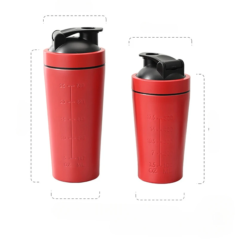 500ML/750ML Stainless Steel Protein Powder Shaker Bottle with Steel ...
