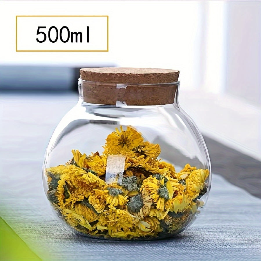 500ML Clear Glass Storage Canister,Round Decorative Small Container Jar ...