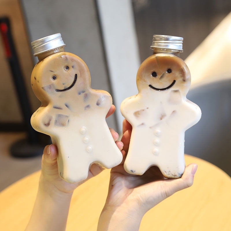 500ML Gingerbread Man Bottle Bear Shape Plastic Drink Cup Christmas ...