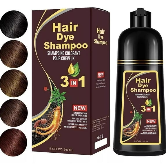 500ML Organic Natural Plant-Based Hair Color Shampoo Instant 3in1 ...