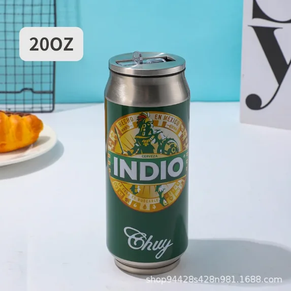 500ML Thermos with Straw 304 Stainless Steel Beer Bottle Cola Can ...