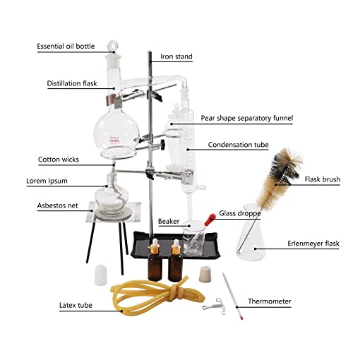 500Ml Essential Oil Distillation Apparatus, Chemistry Lab Glassware Kit ...