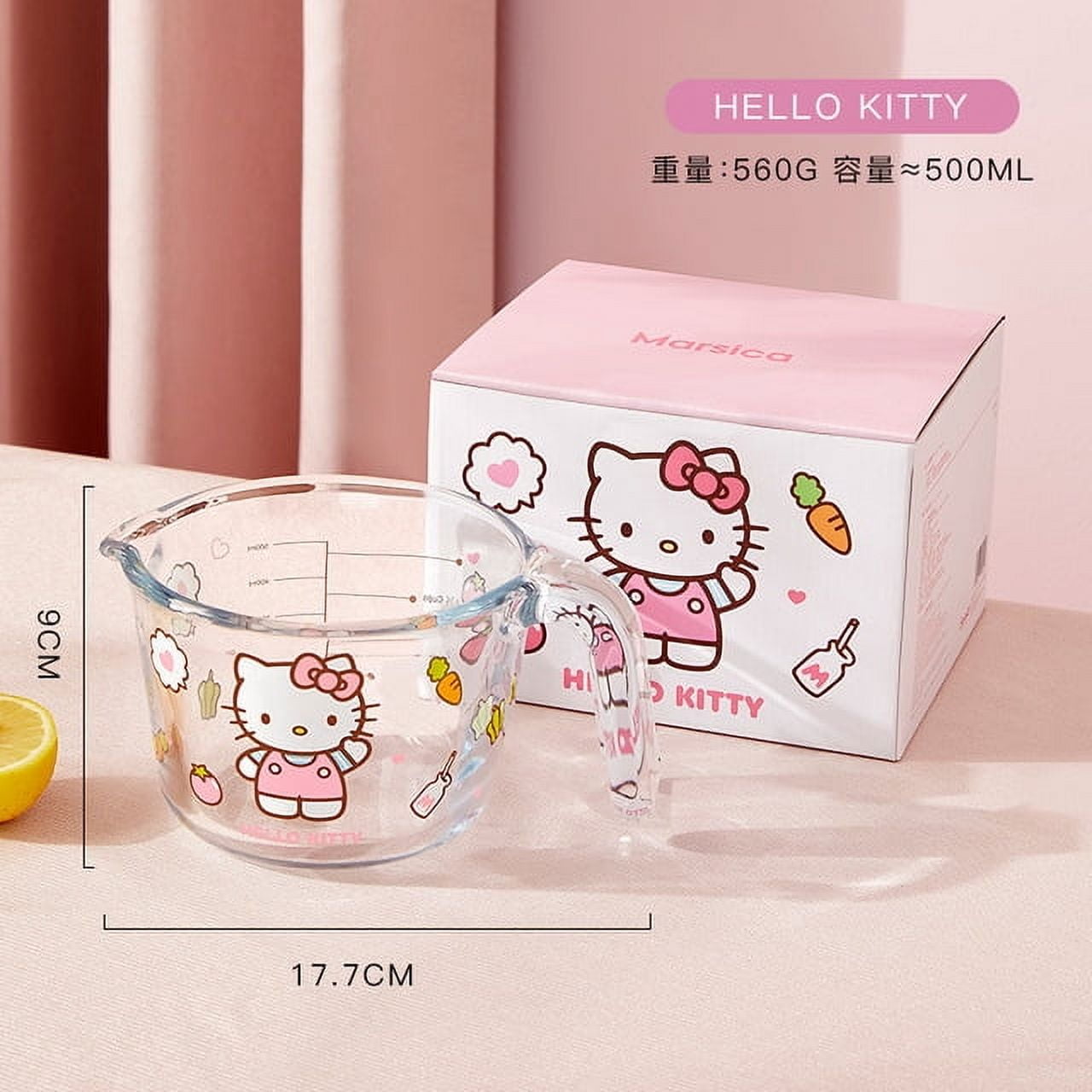 500Ml Kawaii Sanrio Hello Kitty My Melody Cartoon Glass Graduated Cup ...