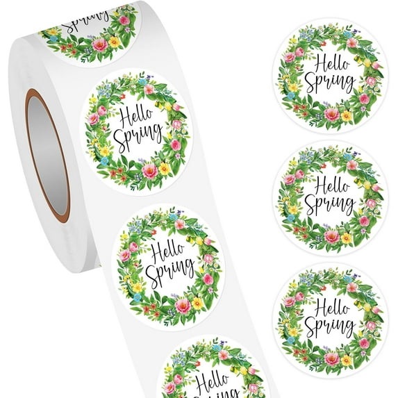 500PCS 1.5" Hello Spring Sticker for Small Business, Baking Packaging ...