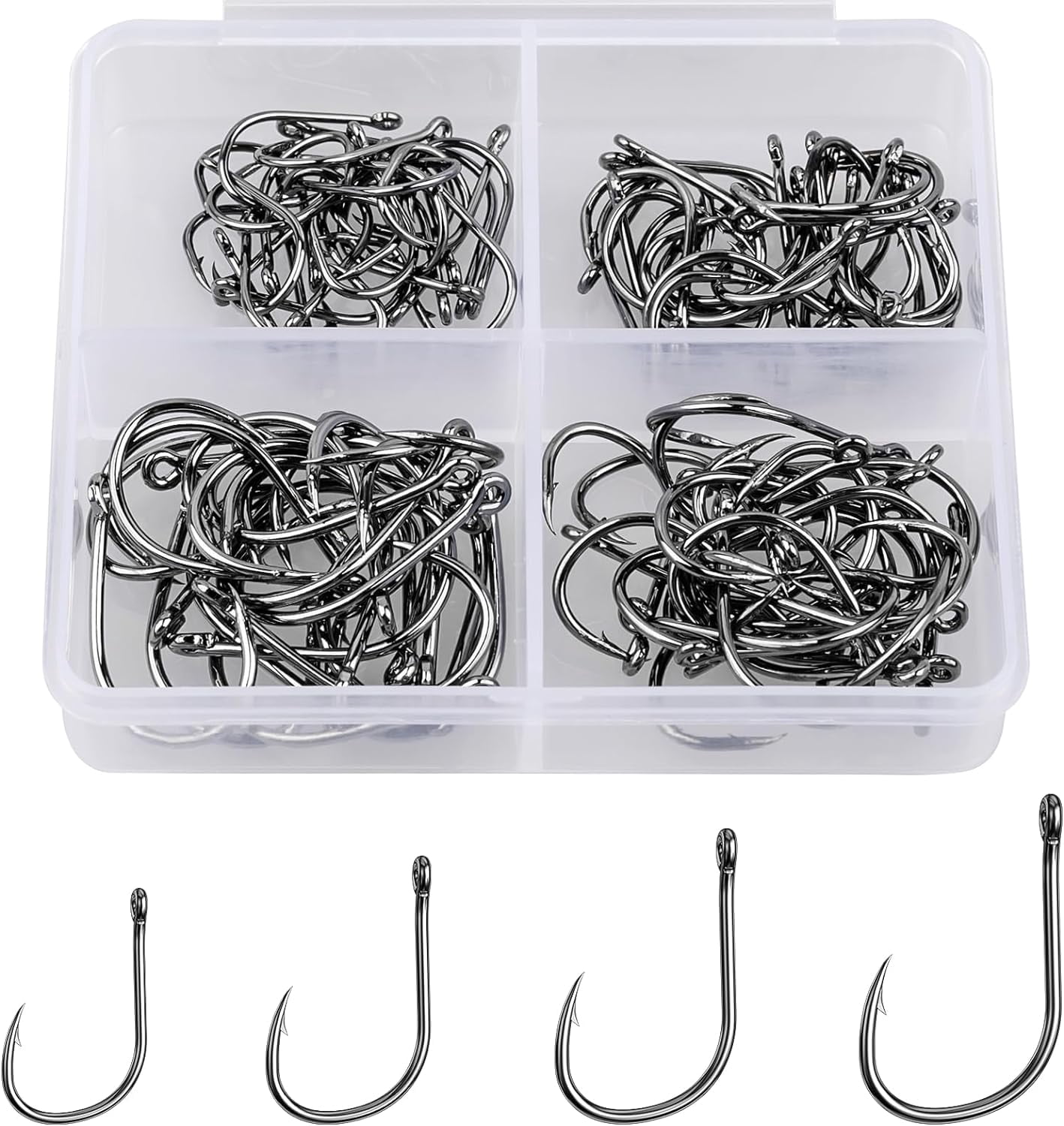 500PCS/100PCS Premium Fishing Hooks, 10 Sizes/4 Sizes Carbon Steel ...