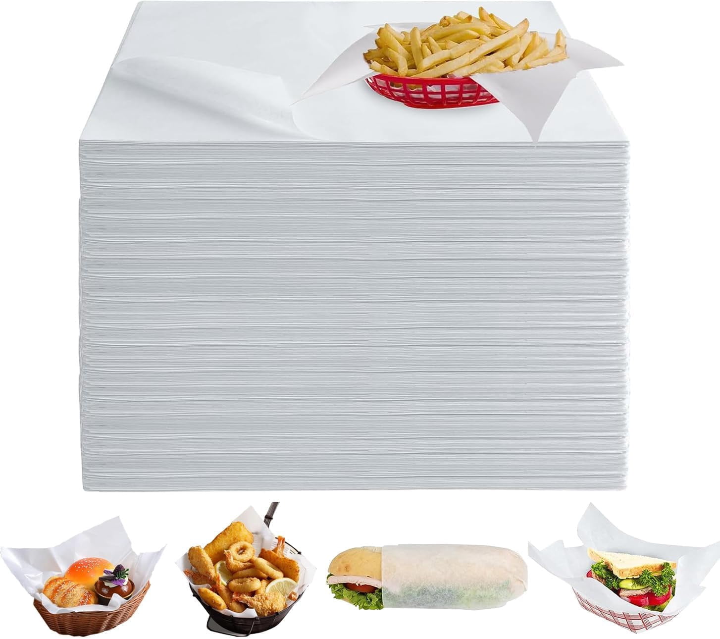 500PCS 12x12 Inch Deli Paper Sheets Grease Proof Deli Wrappers Sandwich ...